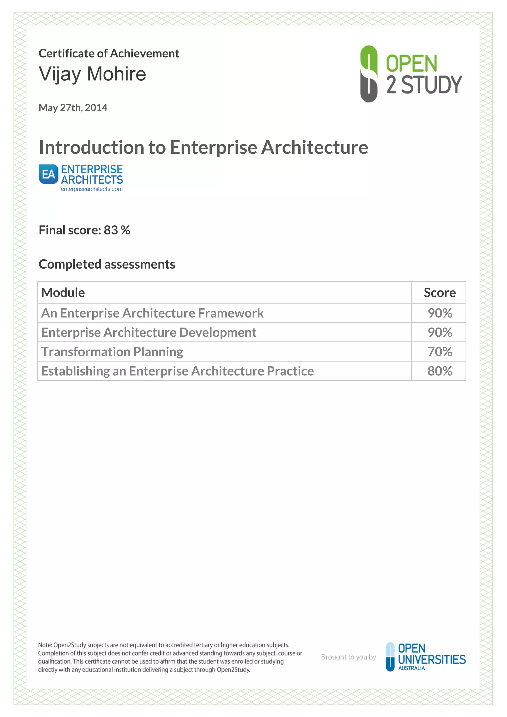 Vijay Mohire Enterprise Architecture | PDF