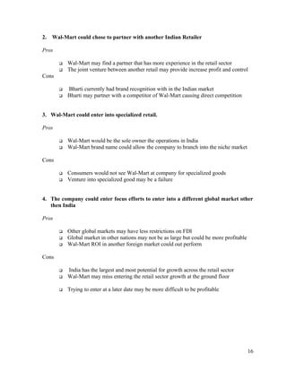 Case Study on Walmart and Bharti Transforming retail in india | DOC