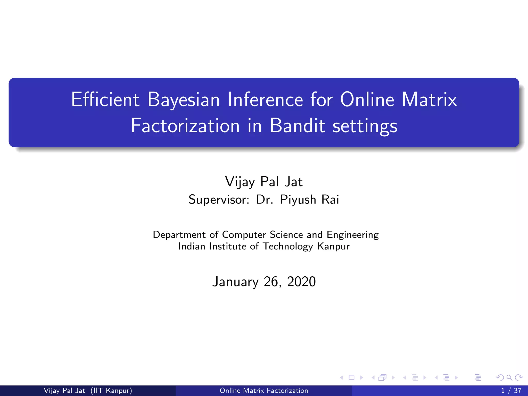 Efficient Bayesian Inference For Online Matrix Factorization In Bandit