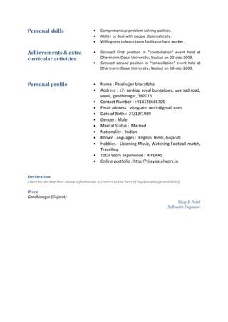 Vijay patel cv | DOC