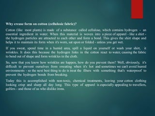 Vijay prakash seminar Report on crease resistance finish | PPT