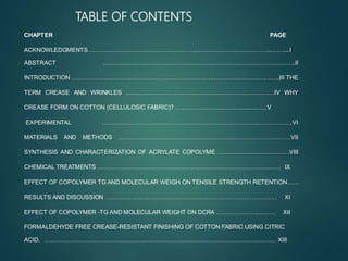 Vijay prakash seminar Report on crease resistance finish | PPT