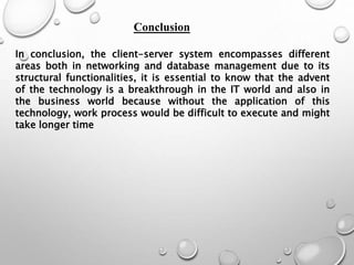 Client server model Presentation 4pptx | PPTX