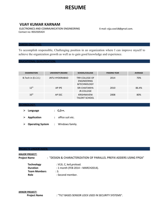Vijay resume | DOC | Technology & Computing