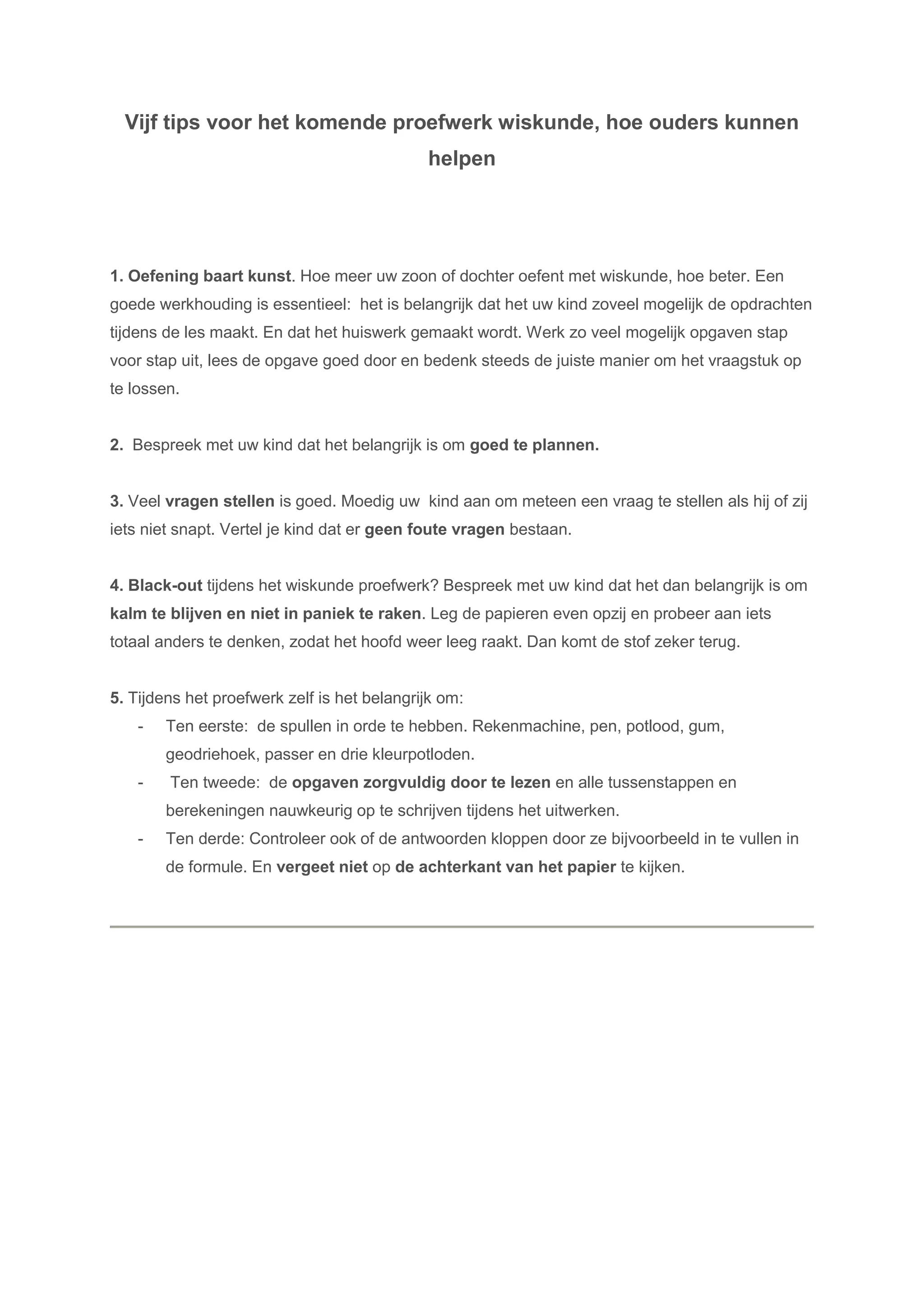 Vijf tips voor het komende proefwerk wiskunde, hoe ouders kunnen helpen ...