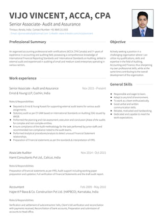 Vijo Vincent - Senior Audit Associate | PDF