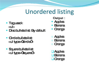 Listing in HTML | PPT
