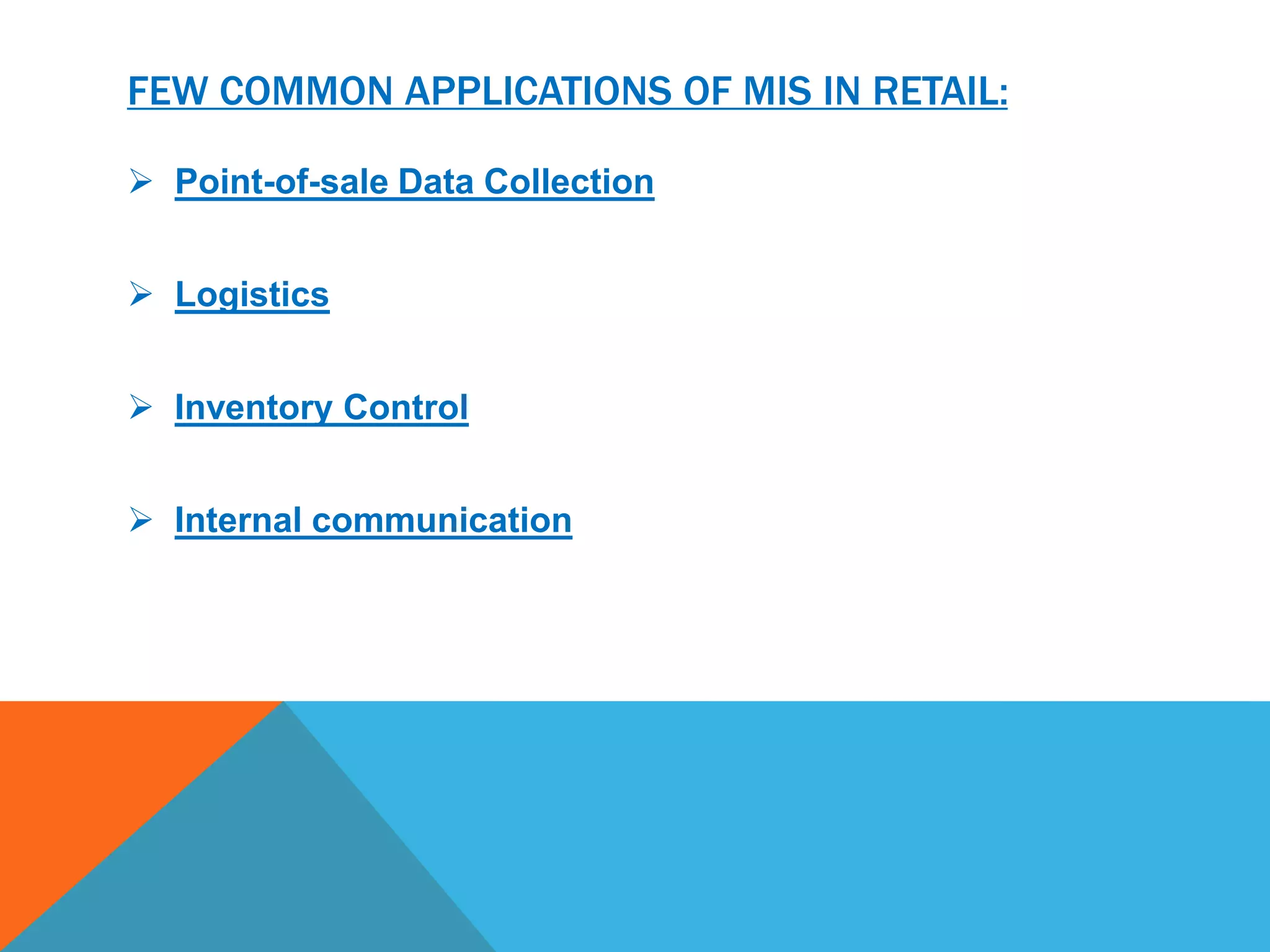 Application Of MIS In Retail Sector | PPT