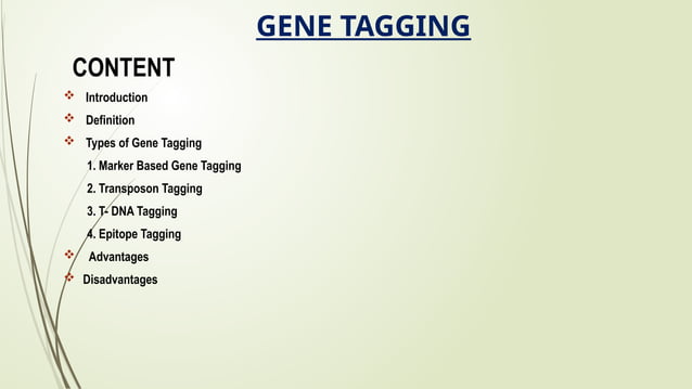 Gene Tagging PRSU jhsiio jdhijdo hdisjod | PPT