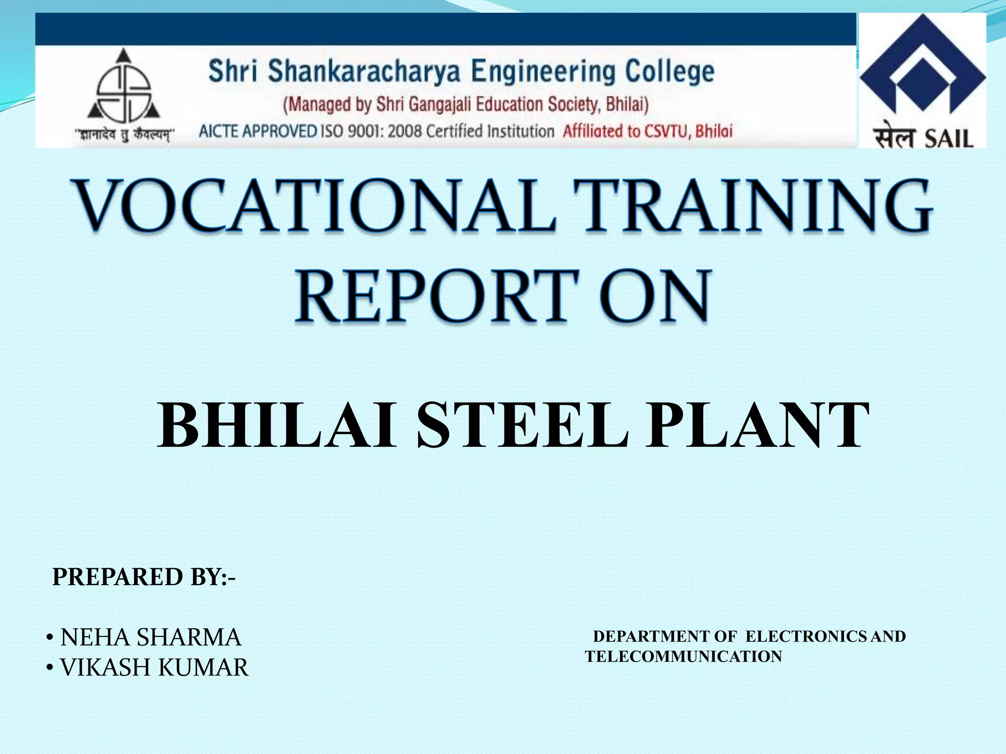 BHILAI STEEL PLANT VOCATIONAL TRAINING | PPTX
