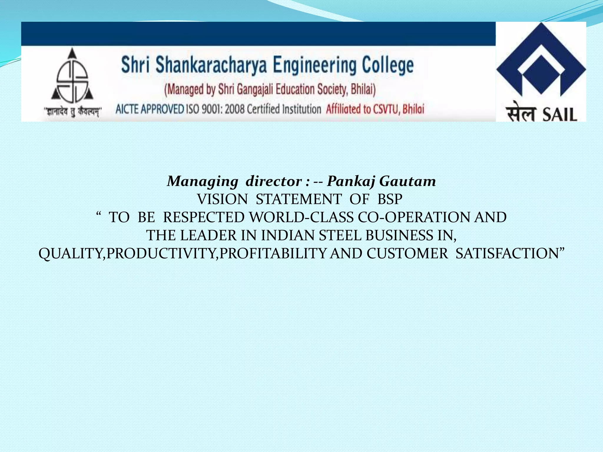 BHILAI STEEL PLANT VOCATIONAL TRAINING | PPTX