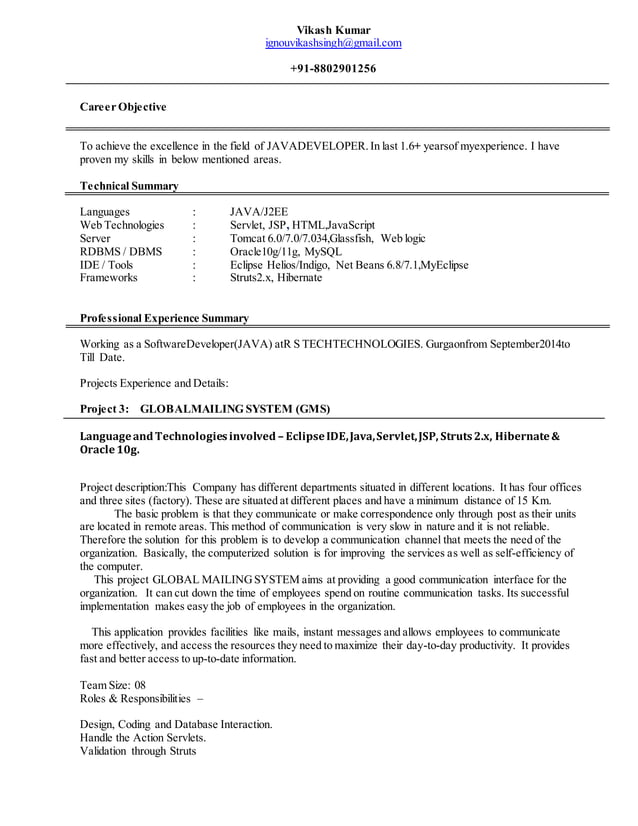 Vikash kumar java developer -1.5 years of exp | DOCX