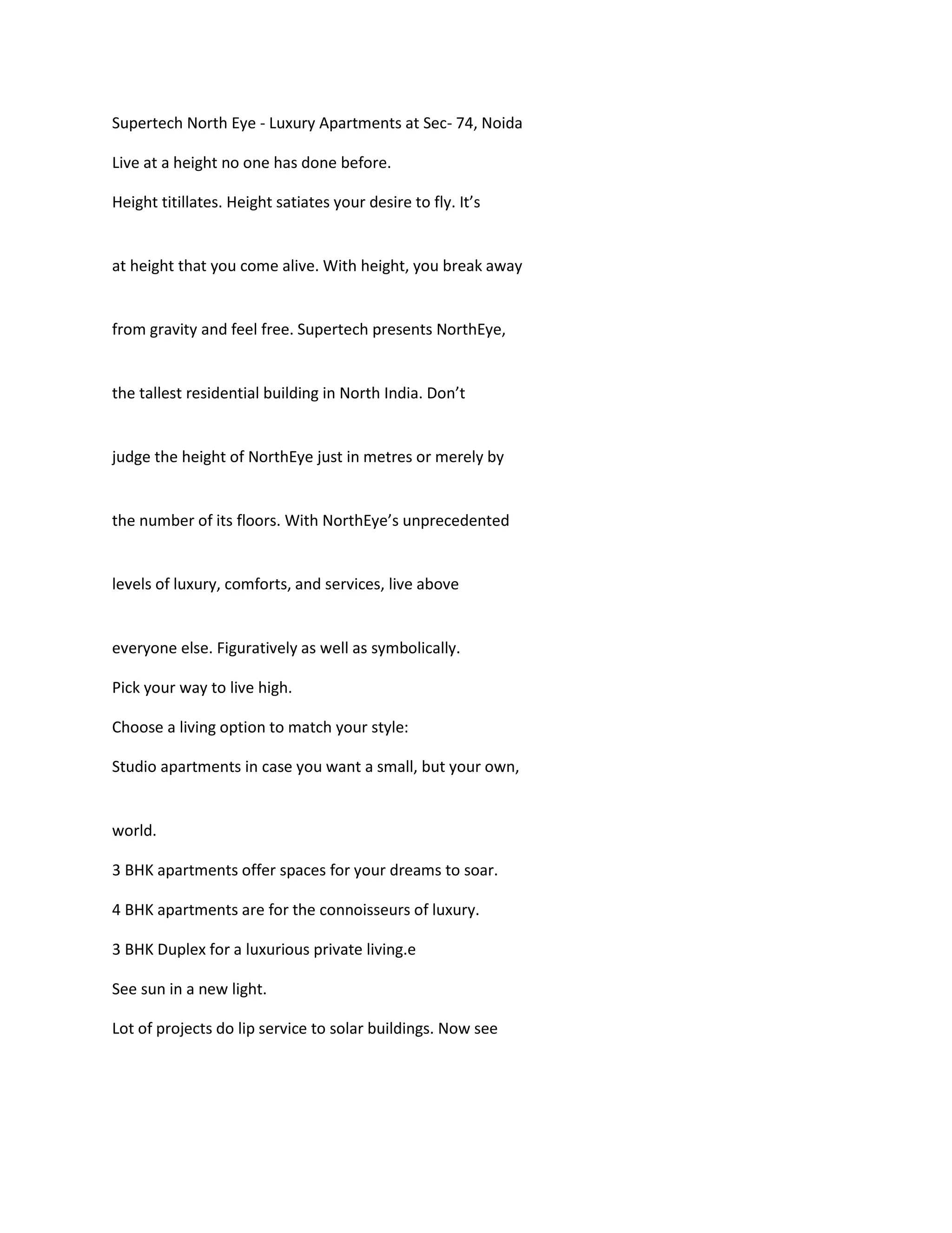 Supertech North Eye, Supertech North Eye | DOCX