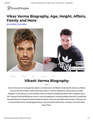 Vikas verma biography, age, height, affairs, family and more grandpeoples | PDF