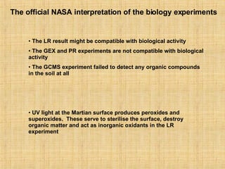 The Viking labelled release experiment: life on Mars? | PPT