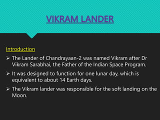 A PowerPoint Presentation on Vikram Lander pptx | PPTX