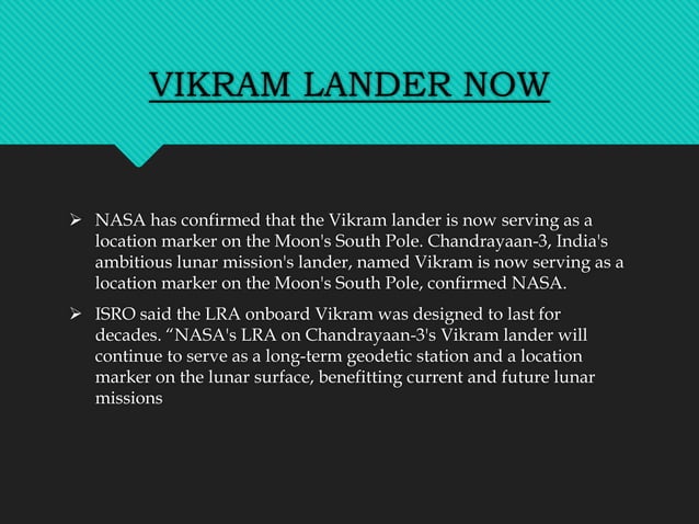 A PowerPoint Presentation on Vikram Lander pptx | PPTX