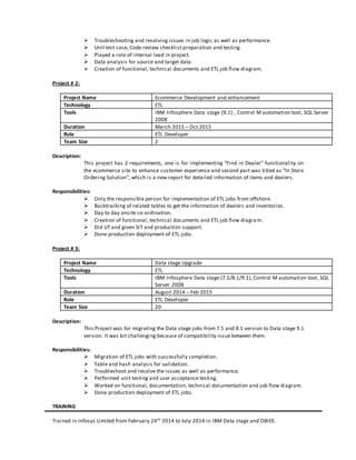 Datastage Developer with 2.2 year of experience | PDF