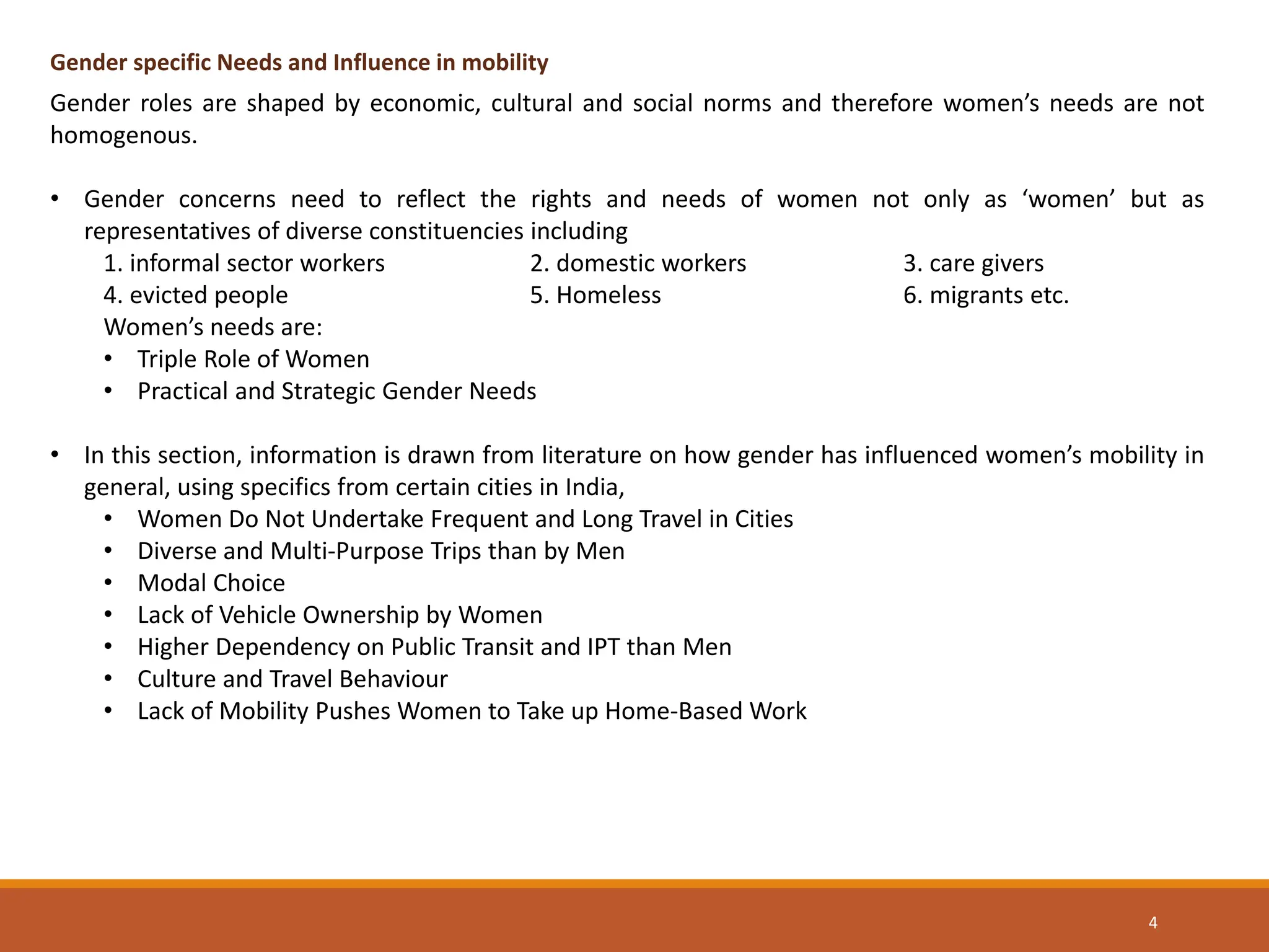 Gender sensitive mobility planning for indian cities | PPTX