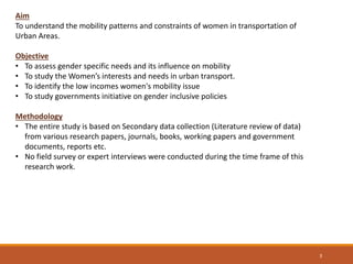 Gender sensitive mobility planning for indian cities | PPTX