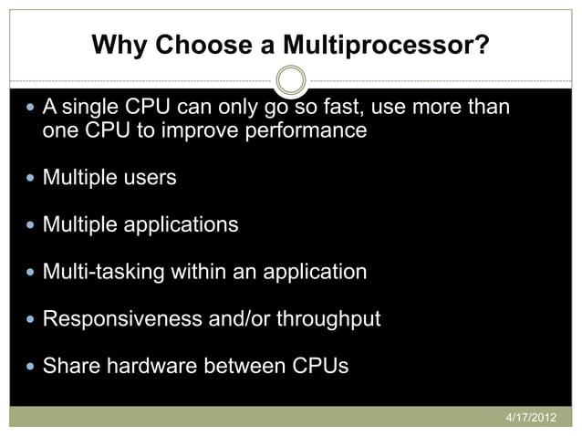 Multiprocessor system | PPTX | Operating Systems | Computer Software and Applications
