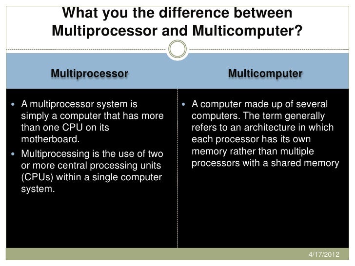 🎉 Difference Between Multiprocessor And Multicomputer 8 What Is The Difference Between A