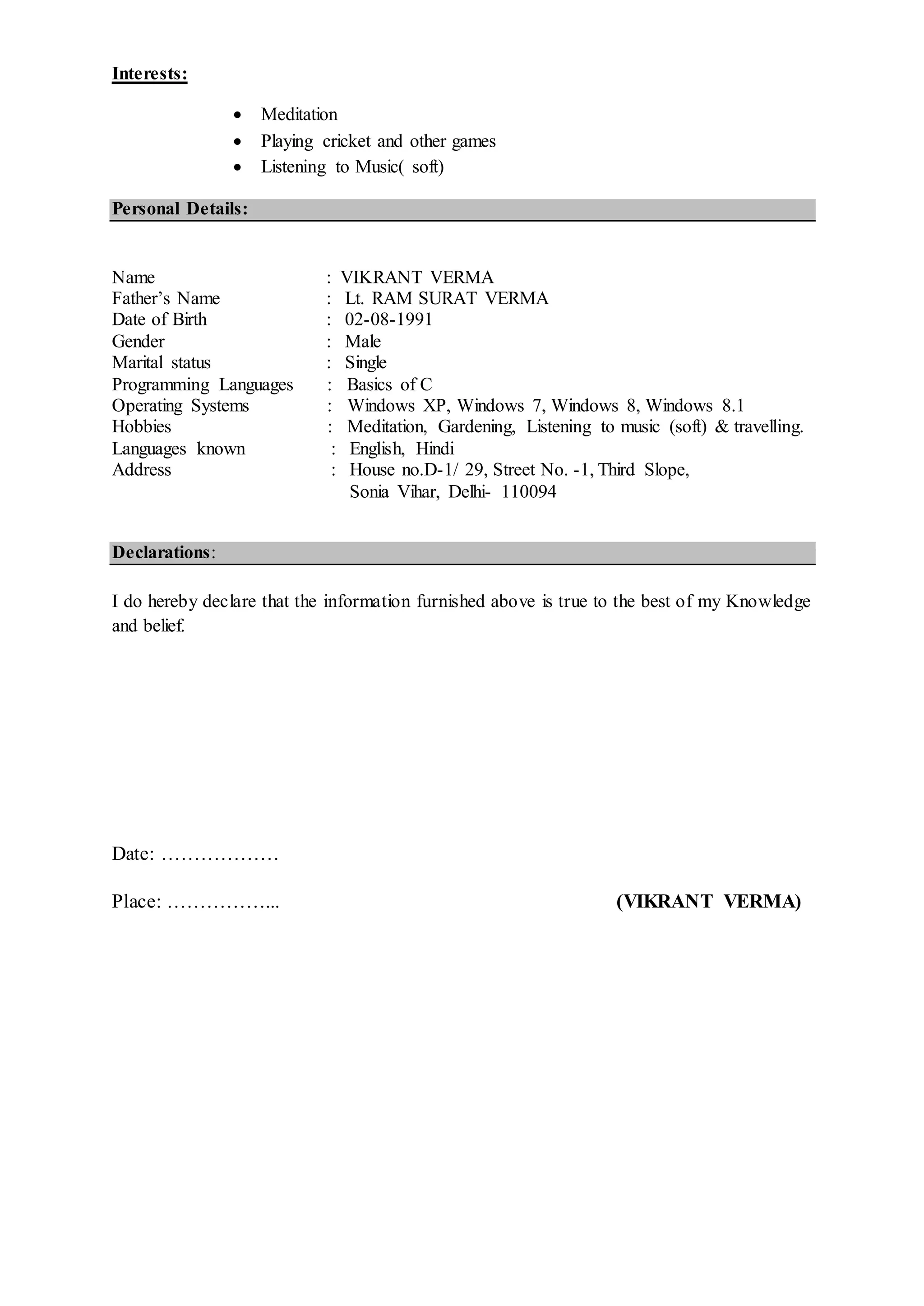 Vikrantresume5 (1) | DOCX | Technology & Computing