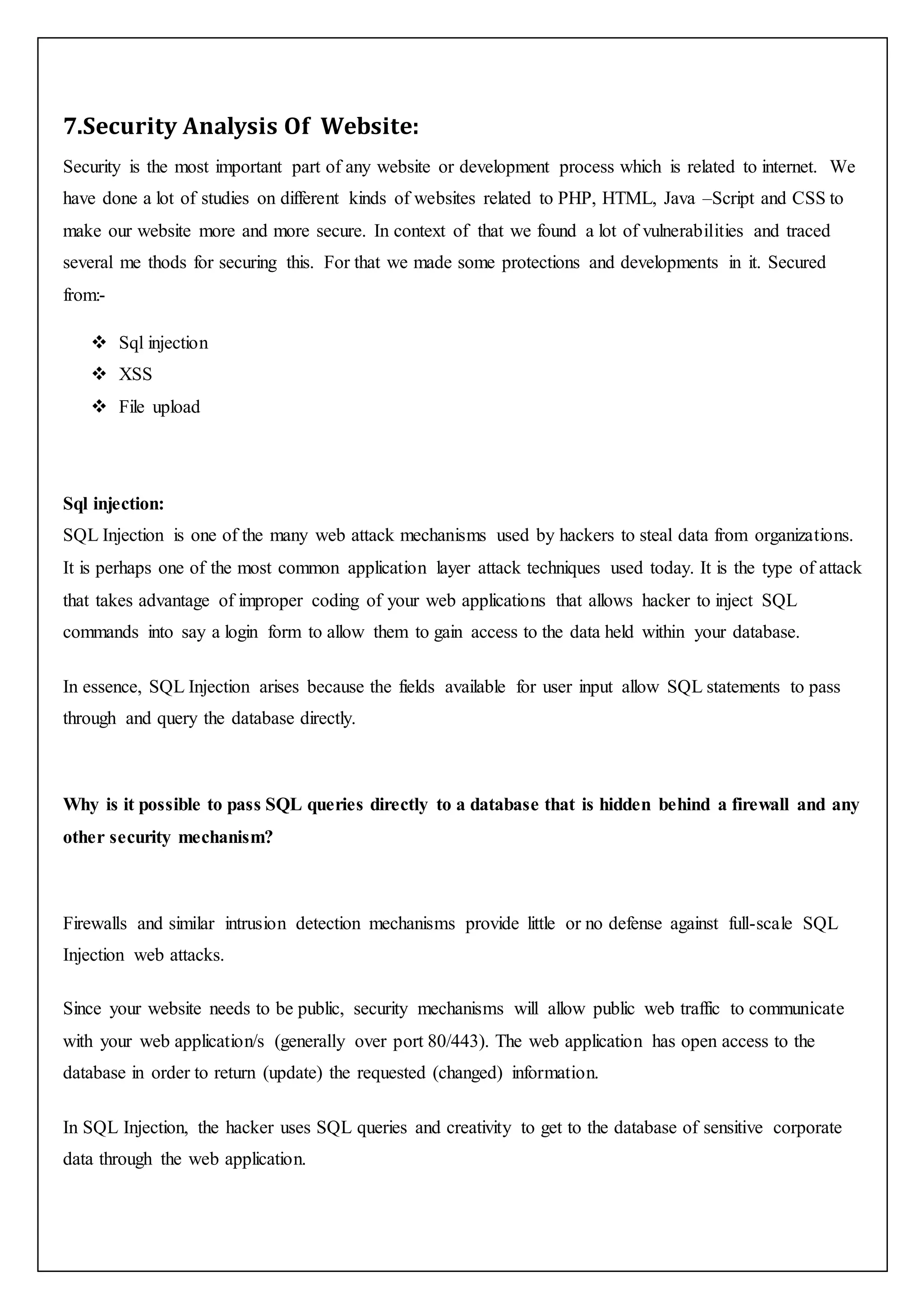 Web Vulnerability Scanner project Report | DOCX