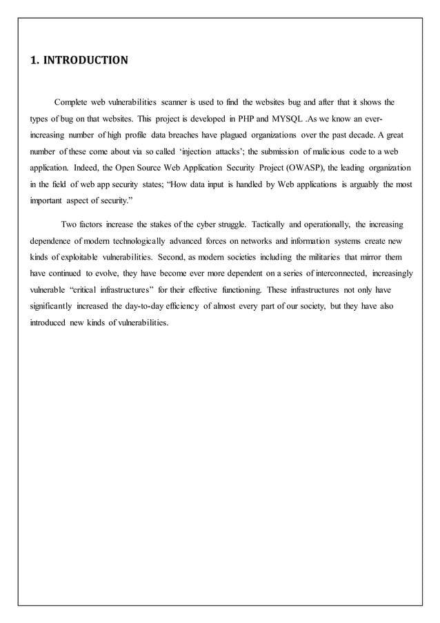 Web Vulnerability Scanner project Report | DOCX | Computer Software and Applications | Computing