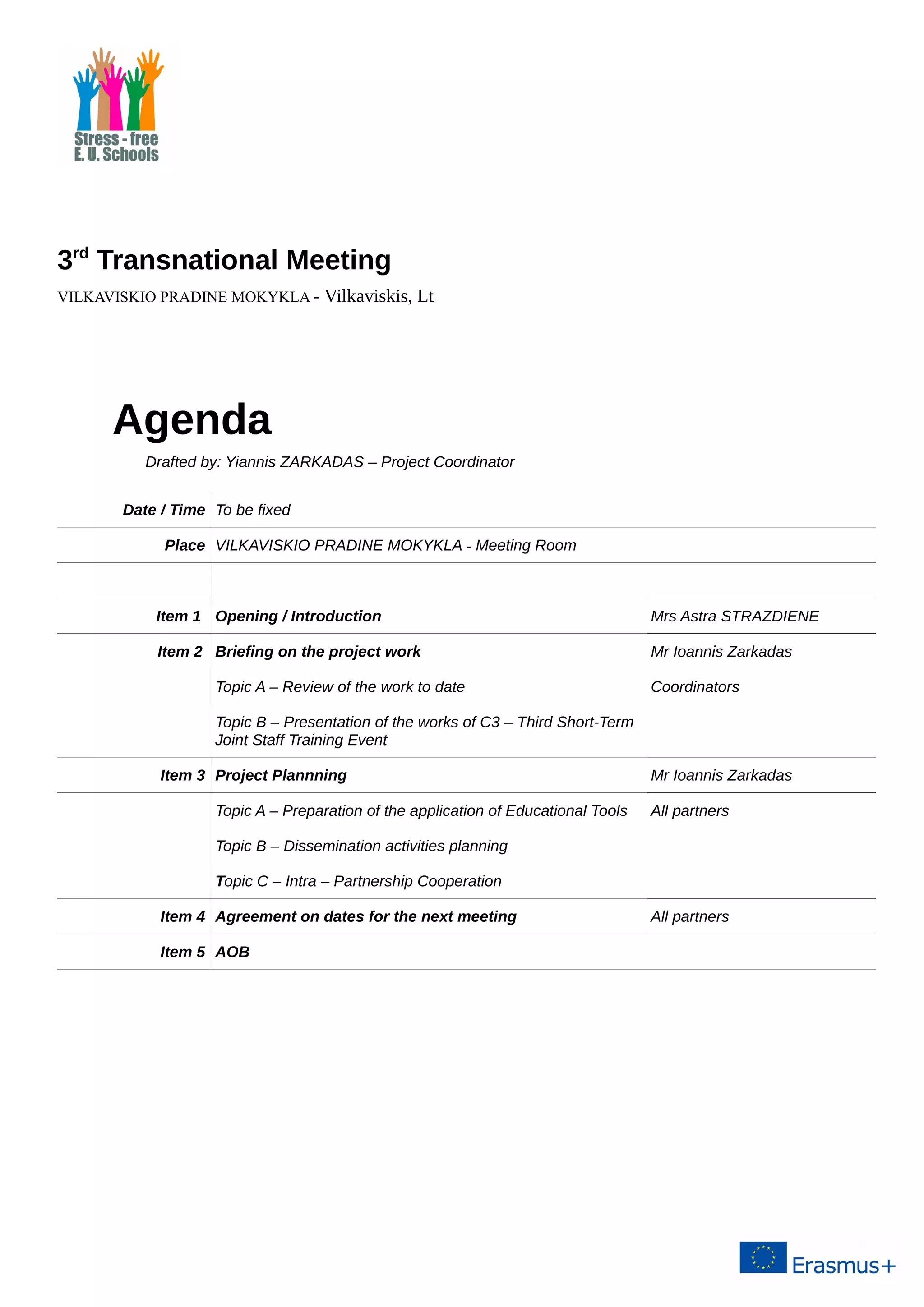 Vilkaviskis meeting - agenda [draft] | PDF