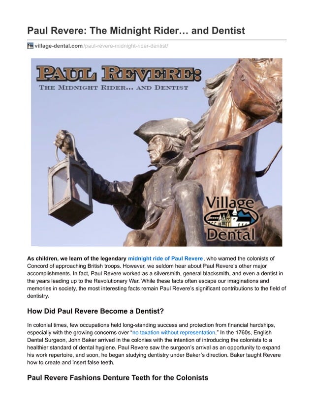 Paul Revere: The Midnight Rider.... and Dentist | PDF | Oral care ...