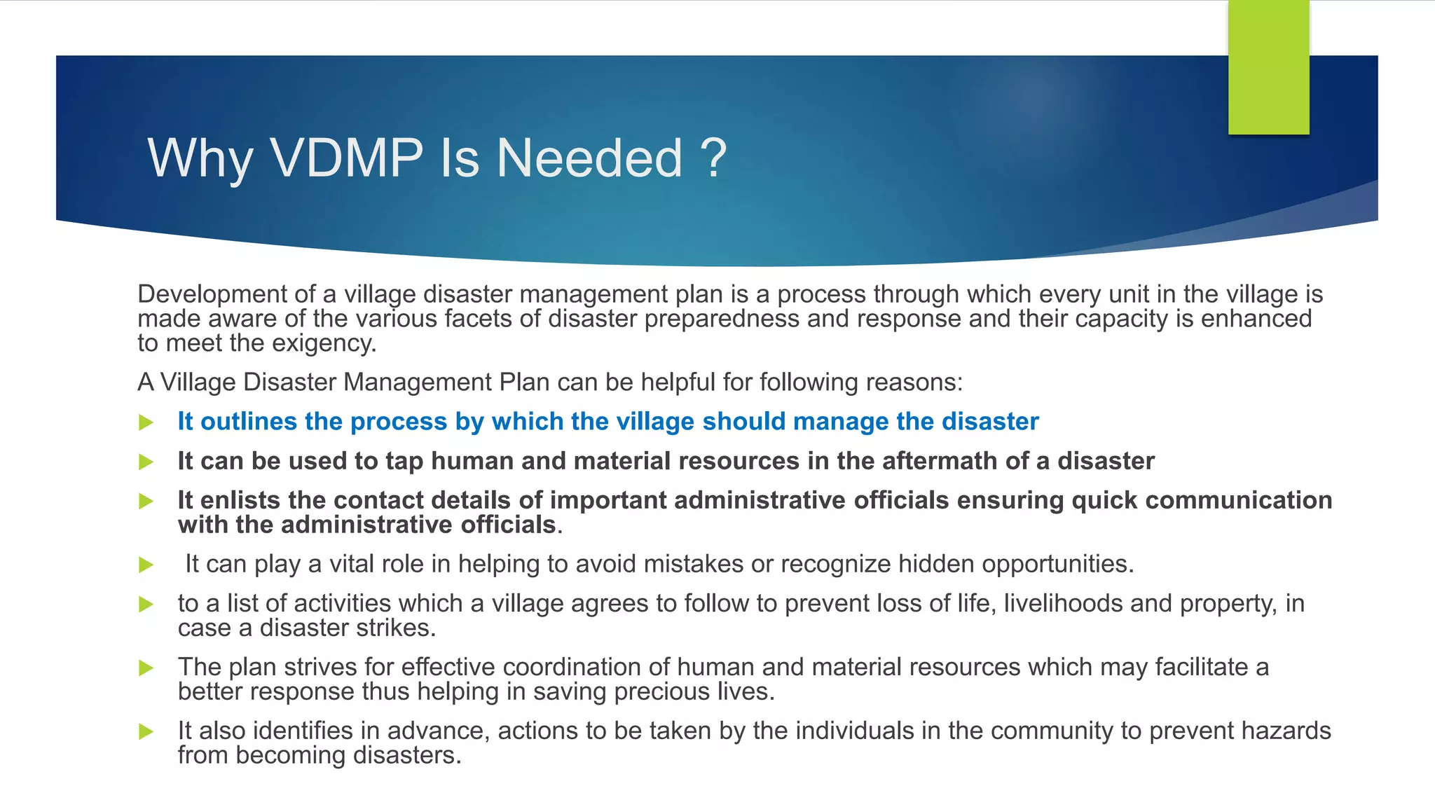 Village disaster management plan | PPTX