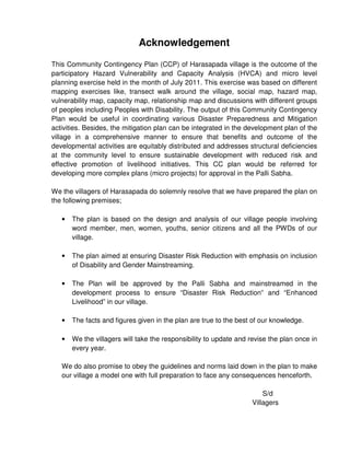 Village Disaster Management Plan (VDMP) | PDF