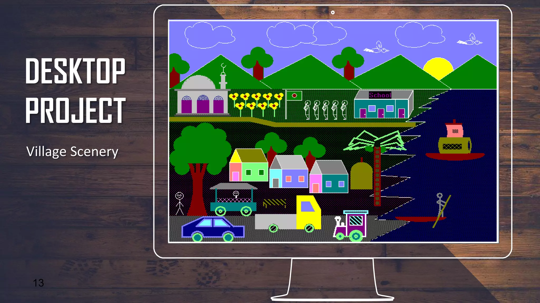 Village scenery graphics C programming | PPTX