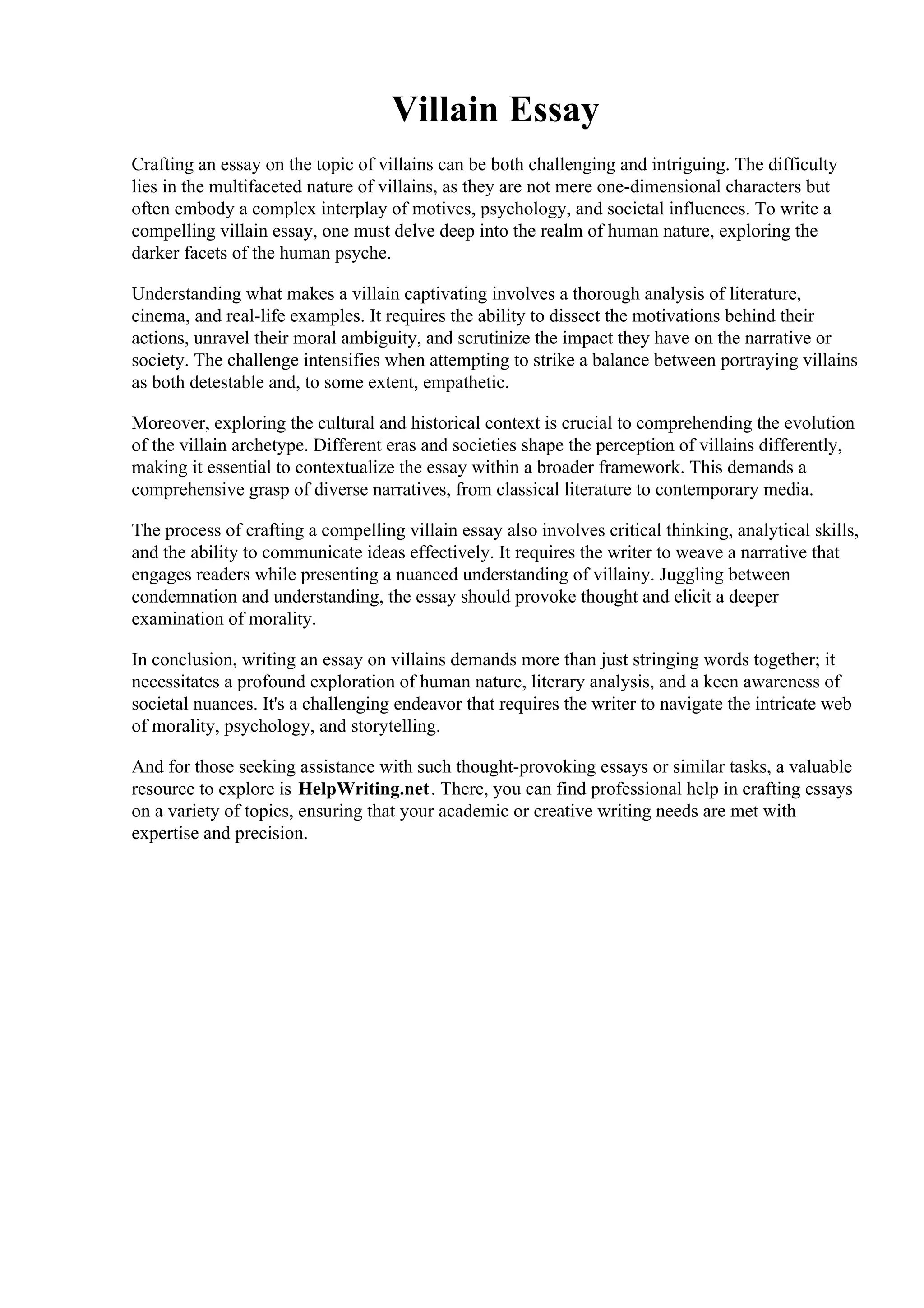 Villain Essay. How to write a magnificent villain Writing motivation ...