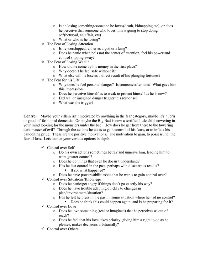 Villain workshop - outline | DOCX