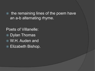 Villanelle poetry | PPTX