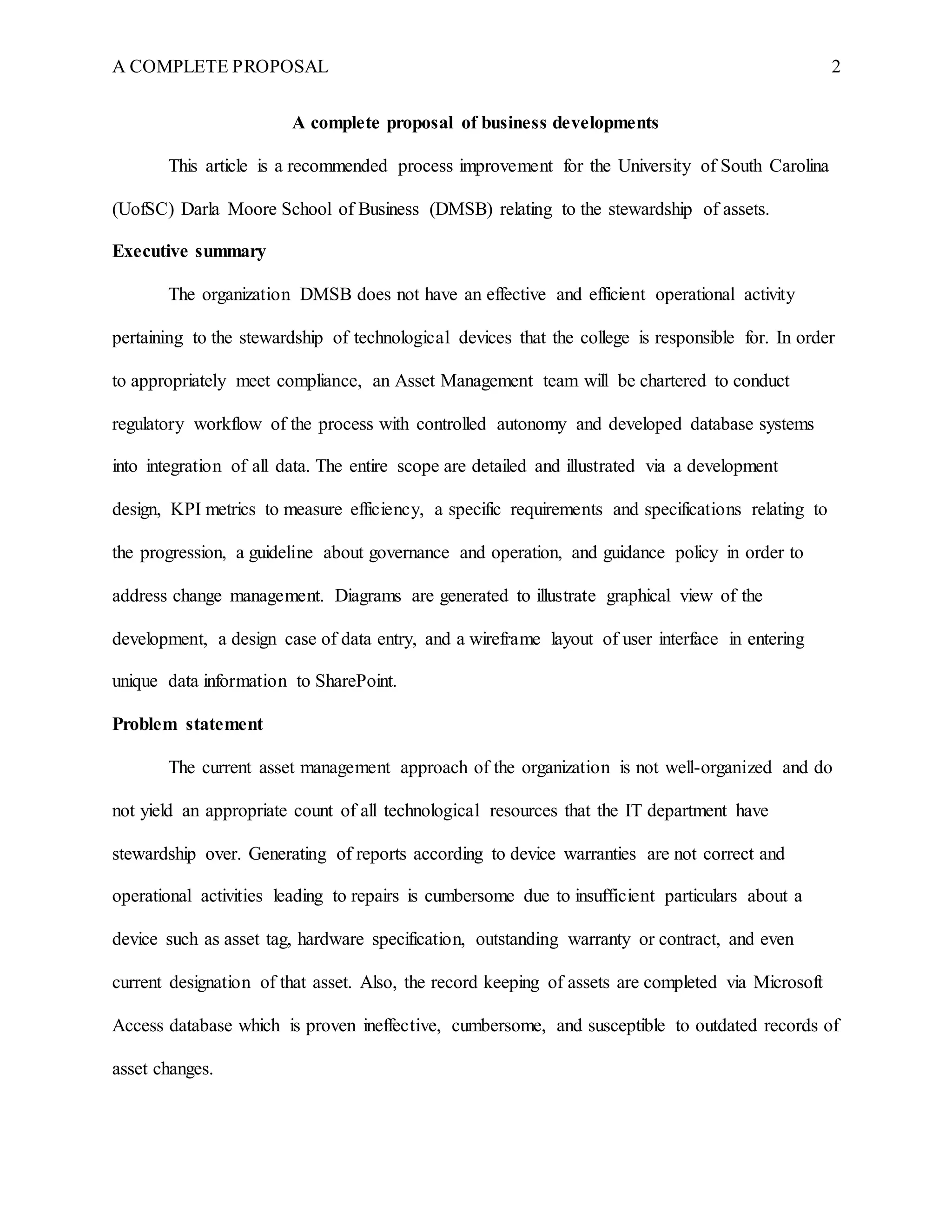 Asset Management Proposal | DOCX
