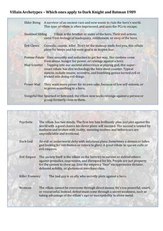 Villain Archetypes | PDF
