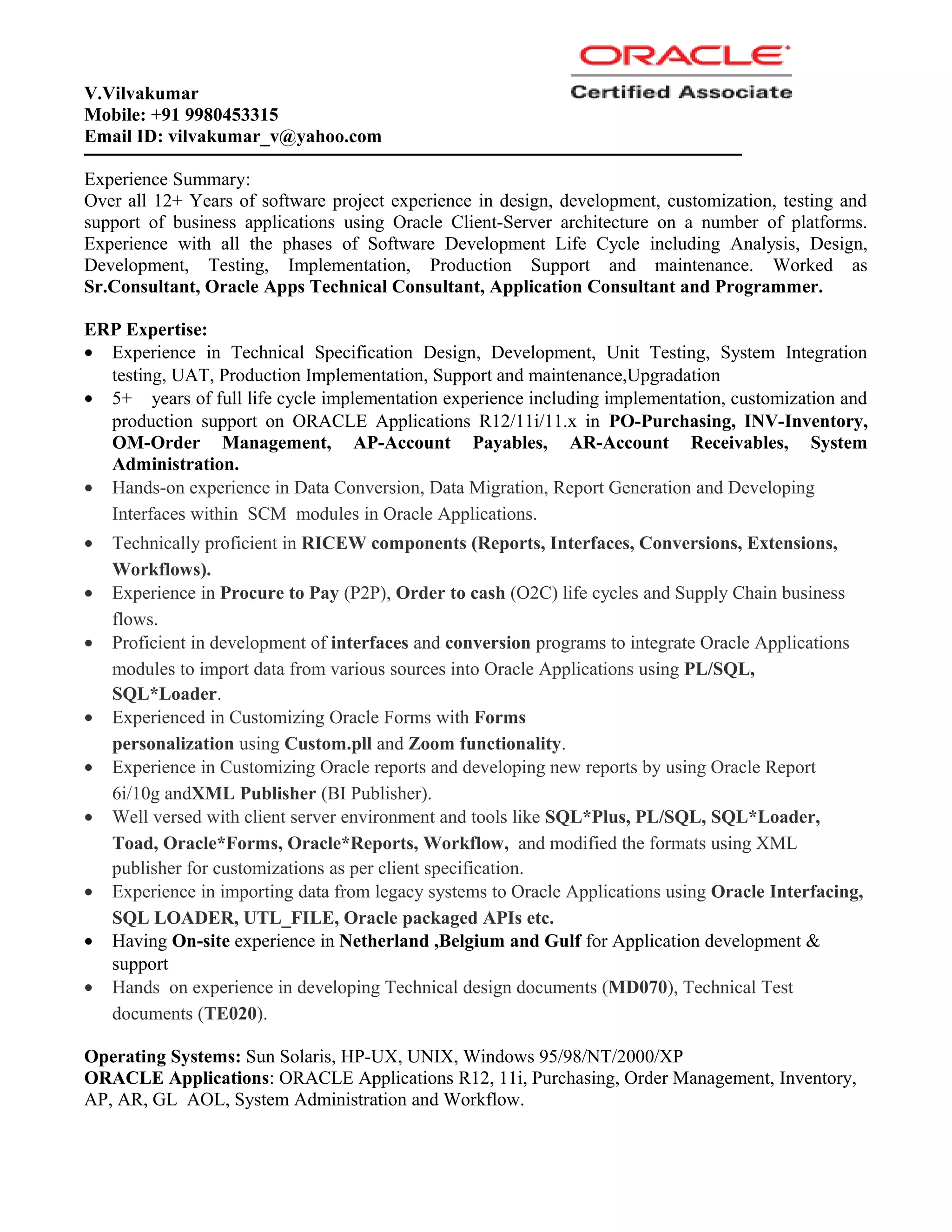 Vilvalumar ebs consultant | DOC