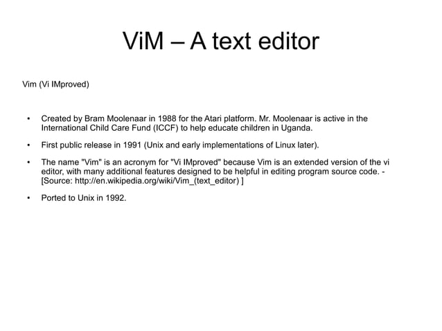 Augusta Linux User Group - Vim Introduction | ODP | Operating Systems | Computer Software and ...