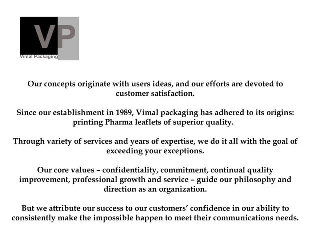 Vimal Packaging Profile | PPT