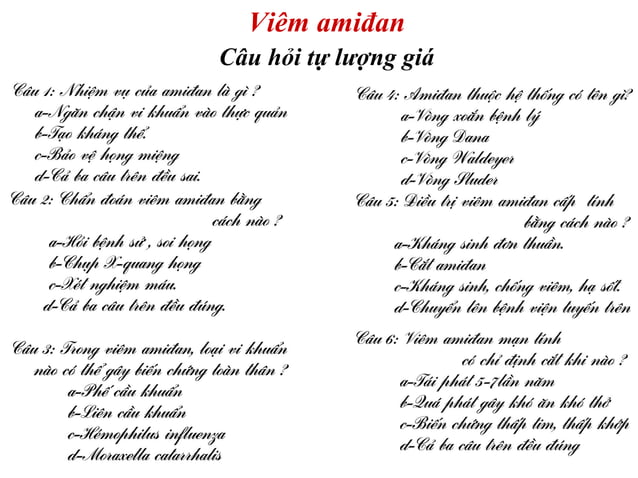 Viêm amidan Bài giảng đại họ Y khoa Phạm Ngọc Thạch | PPT