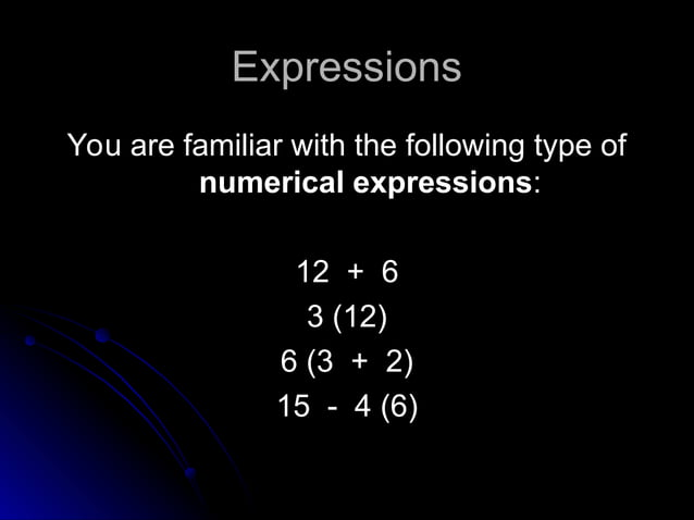 linear algebraic expressions and examples | PPT