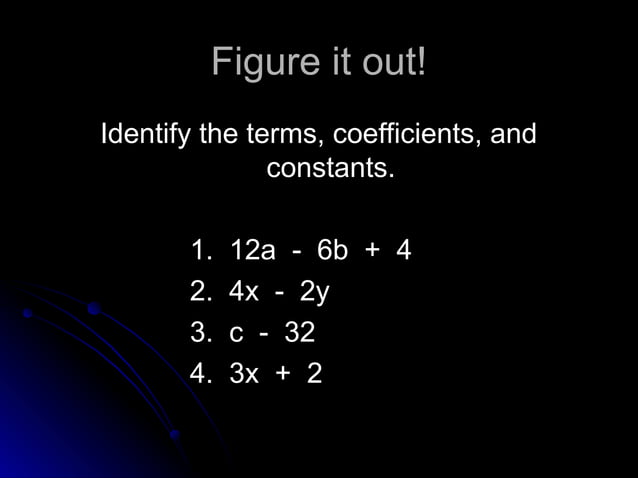 linear algebraic expressions and examples | PPT