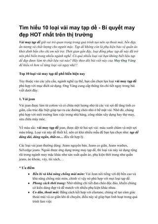 Top 10 loại vải may tạp dề phổ biến hiện nay | DOCX