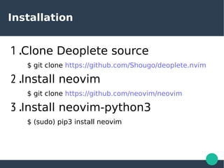 deoplete: The dark powered auto completion plugin for neovim | PDF