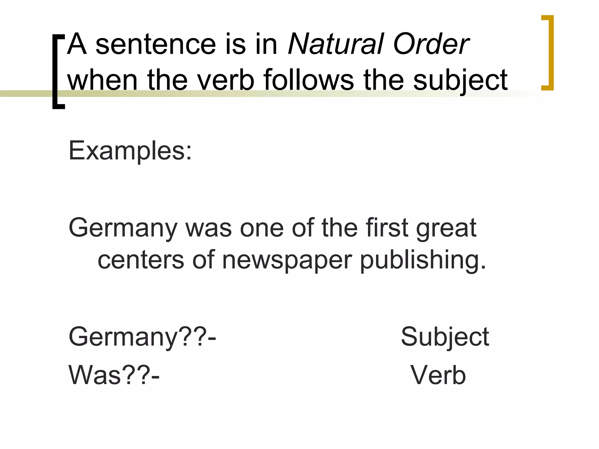 Natural and Inverted Sentences (not finished | PPT | Books and Literature