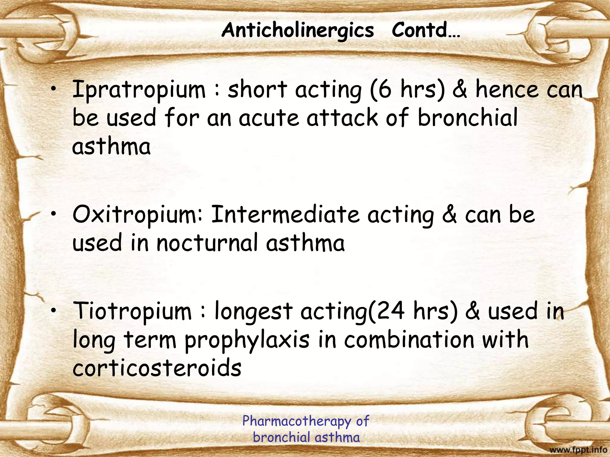Pharmacotherapy of bronchial asthma | PPTX