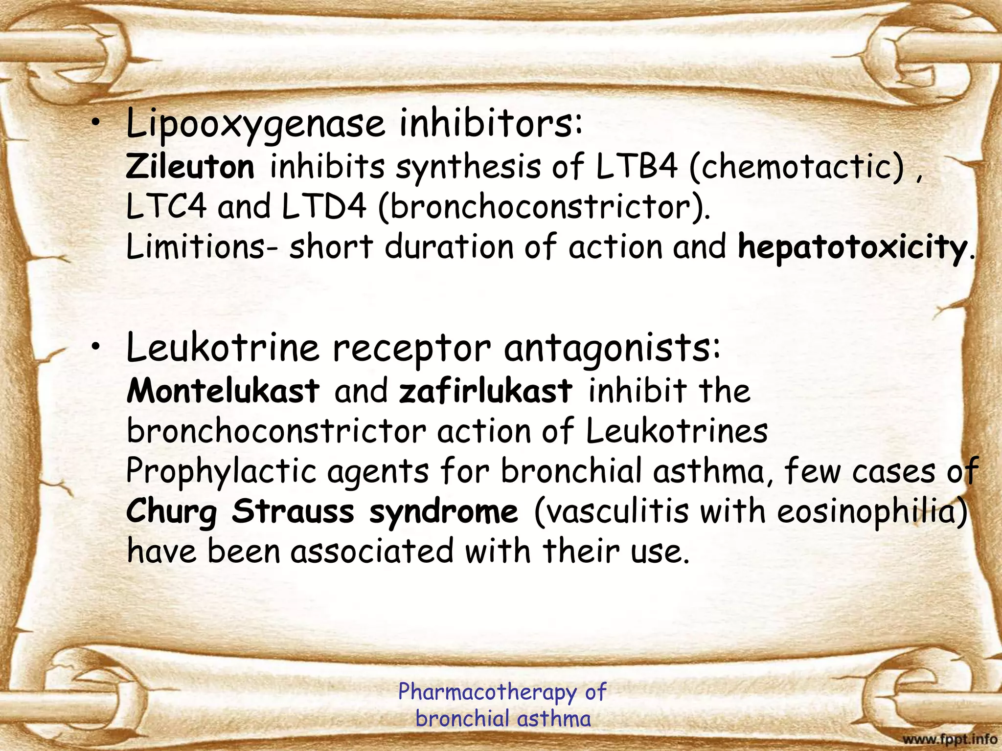 Pharmacotherapy of bronchial asthma | PPTX